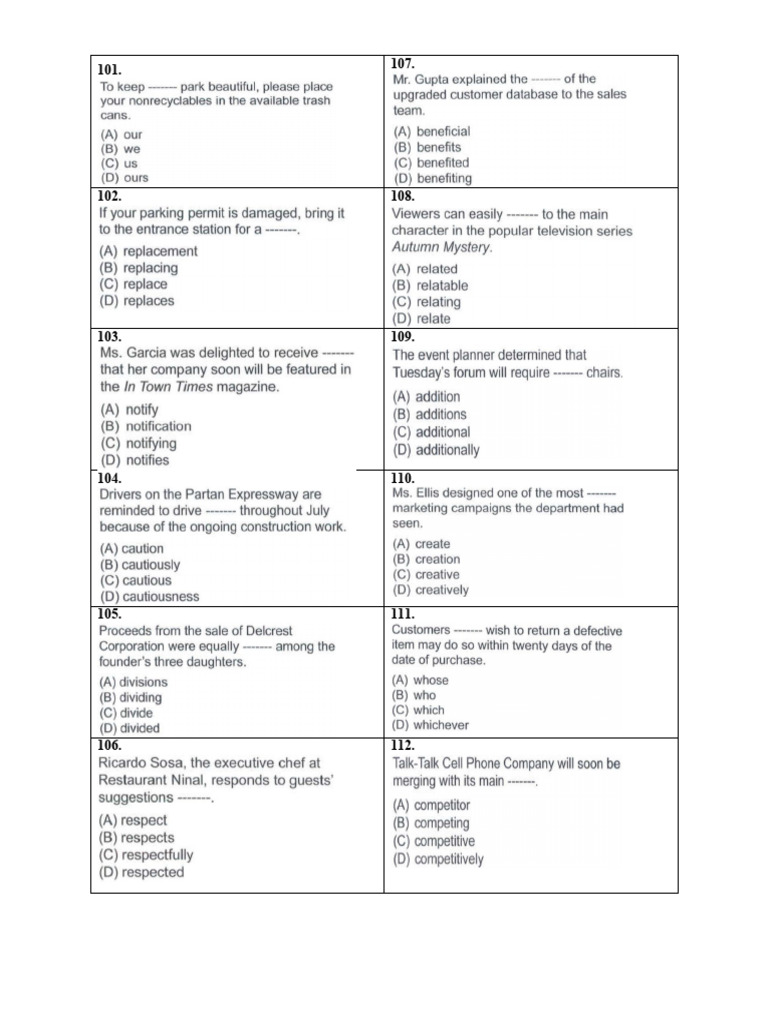 Part 5 Toeic | PDF