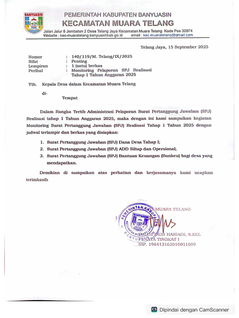 Surat Monitoring SPJ | PDF
