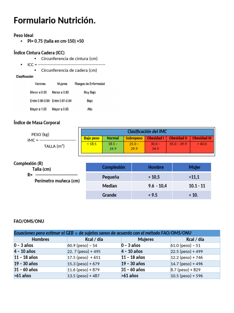 Guía Completa de Cálculo Nutricional | PDF | Obesidad | gordo