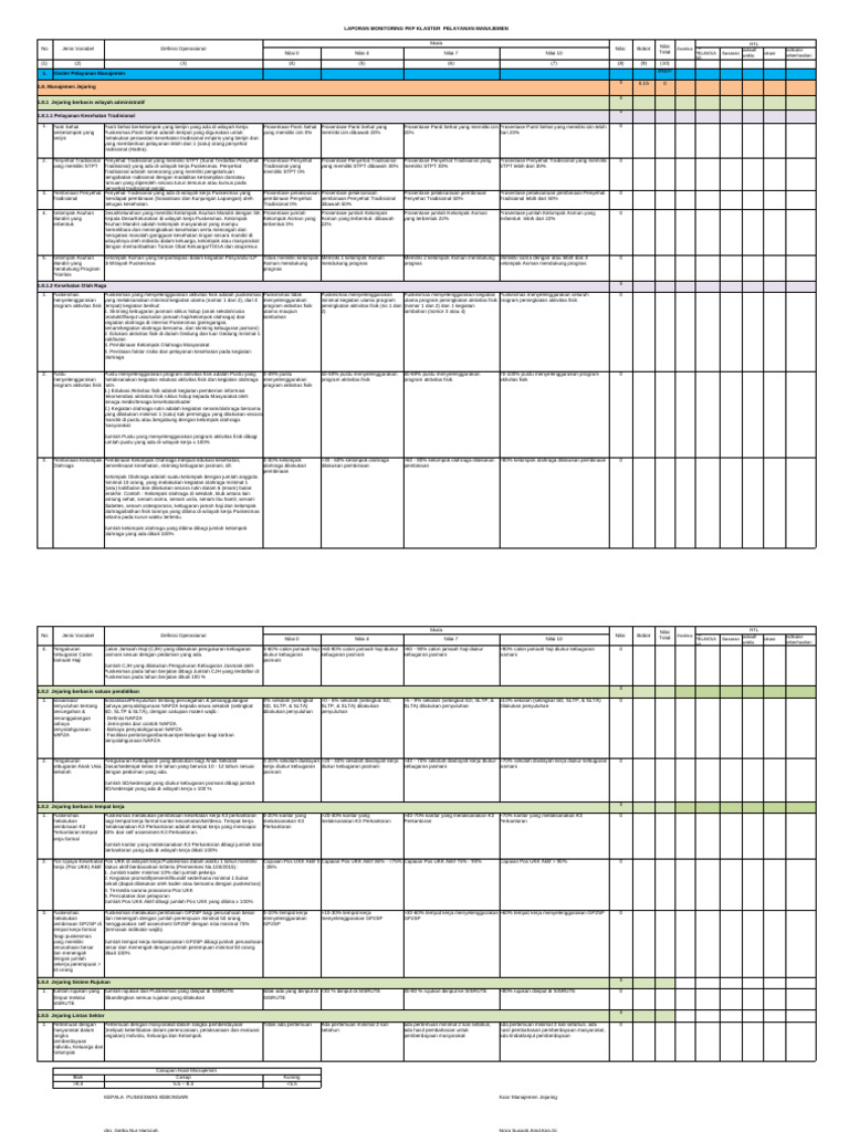 Monitoring PKP Klaster Manajemen Kesehatan | PDF