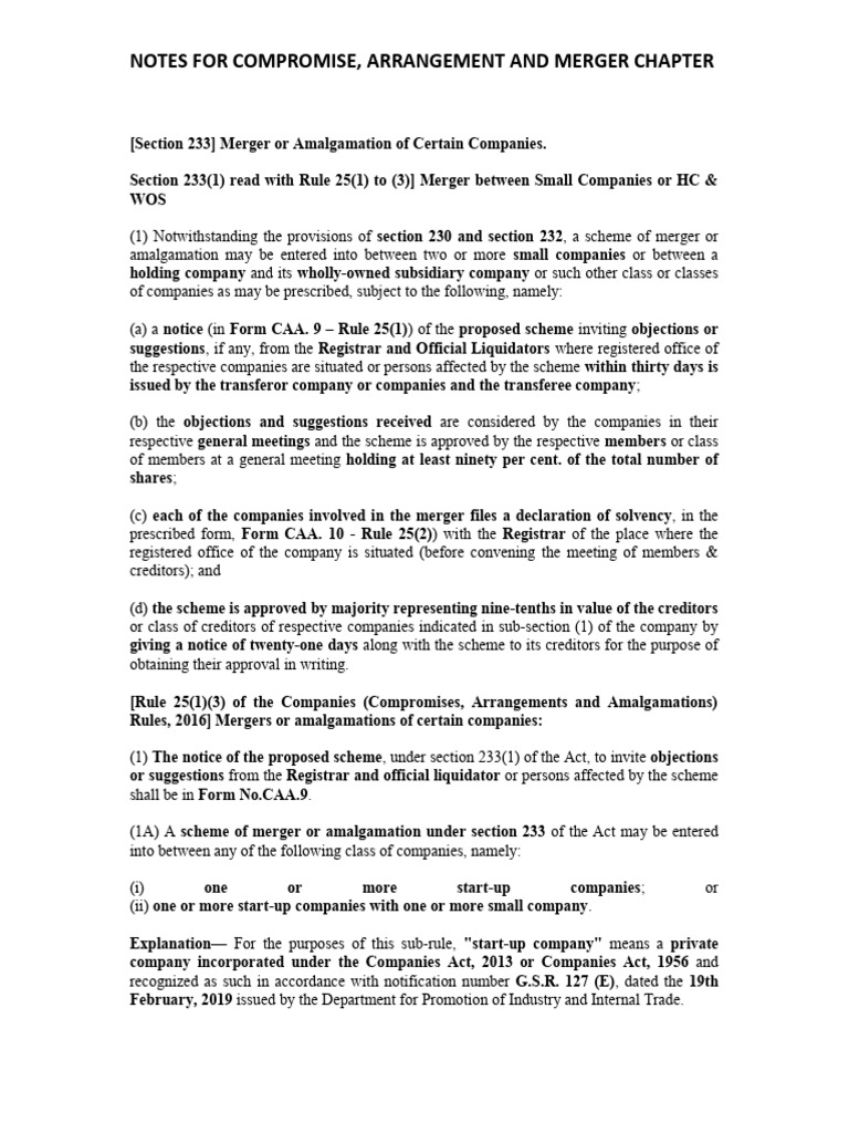 Mergers and Amalgamations Guidelines | PDF | Liquidation | Corporations