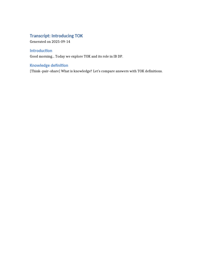 Understanding TOK in IB DP | PDF