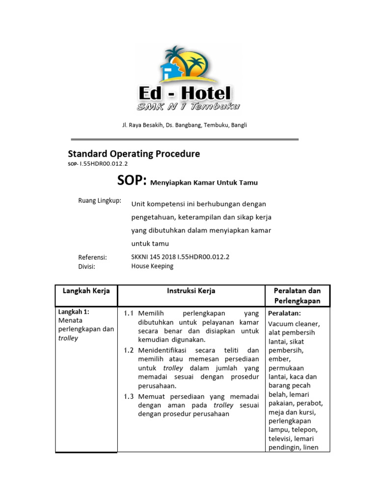 SOP-HK Room Attendant | PDF