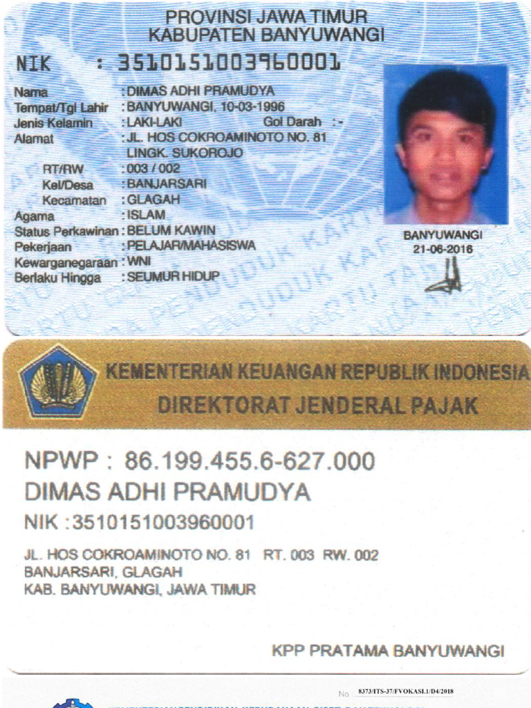 1.Ktp NPWP Ijasah Dimas Adhi | PDF