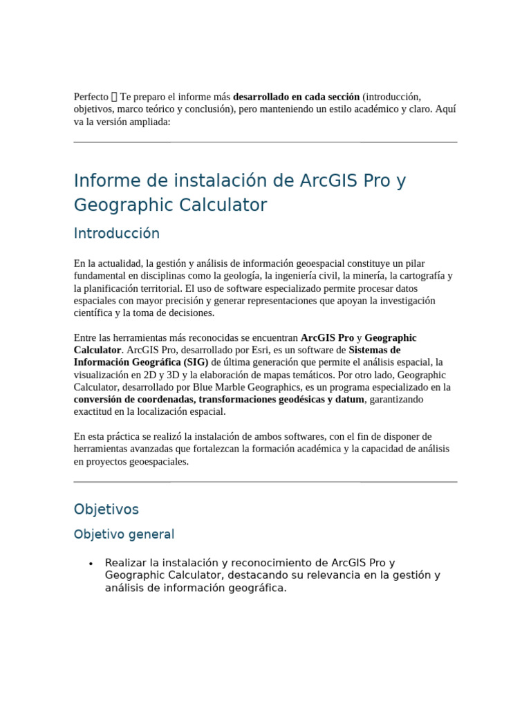 Informe Arcgis Pro | PDF | Sistema de información geográfica | Informática