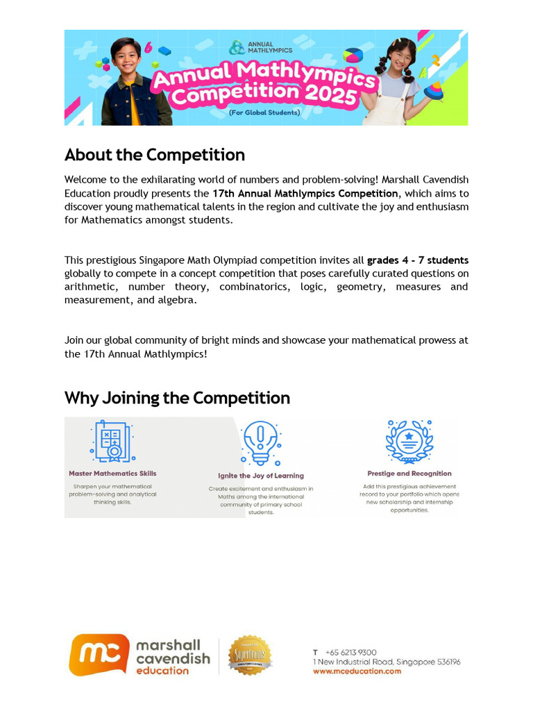 17th Annual Mathlympics 2025 Singapore | PDF