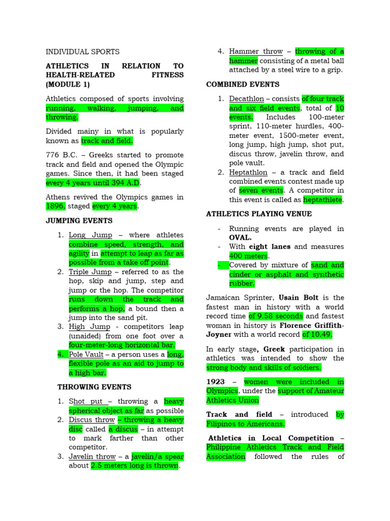 Athletics and Badminton Overview | PDF | Track And Field | Stress (Biology)