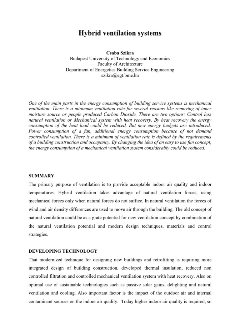Hybrid Ventilation Systems | PDF