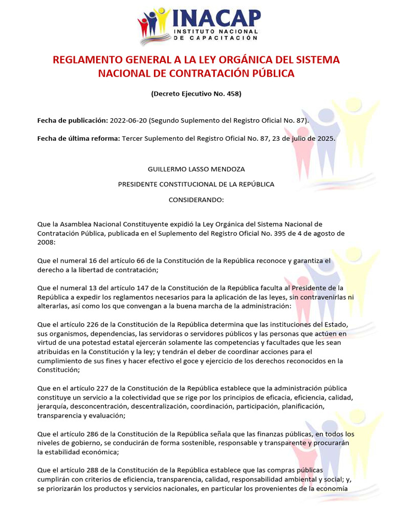 3 - Nuevo Reglamento LOSNCP (Actualizado A Julio 2025) | PDF | Regulación | Constitución