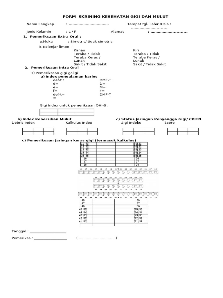 11.a. Form Skrining Gigi Dan Mulut | PDF
