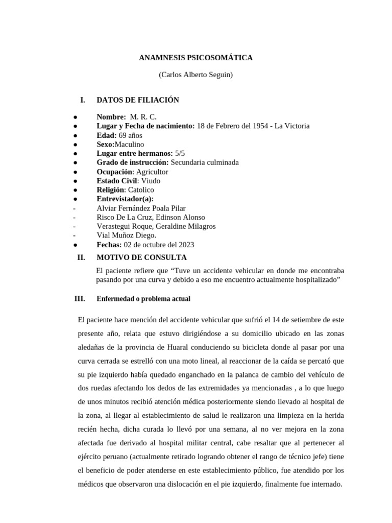 Anamnesis Diágnostico Del Señor Claudio | PDF | Masturbación