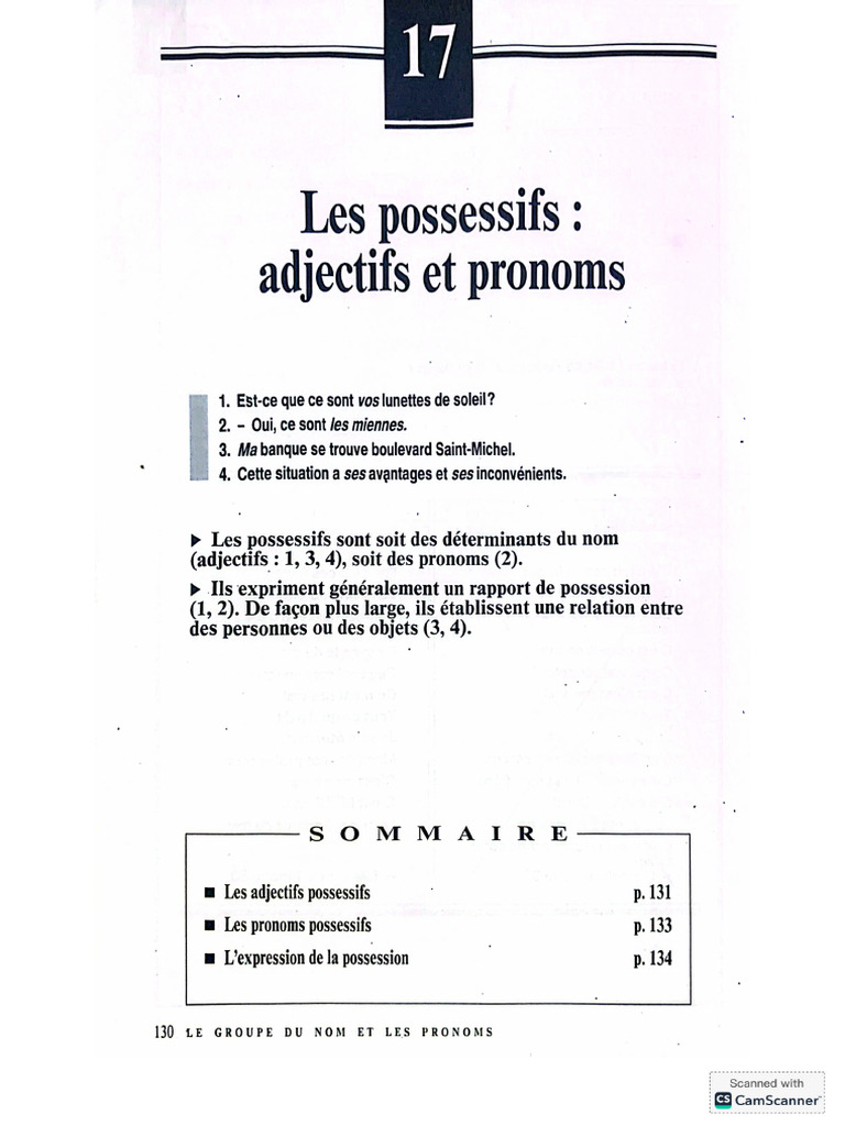 Les Possessifs - Adjectifs Et Pronoms | PDF