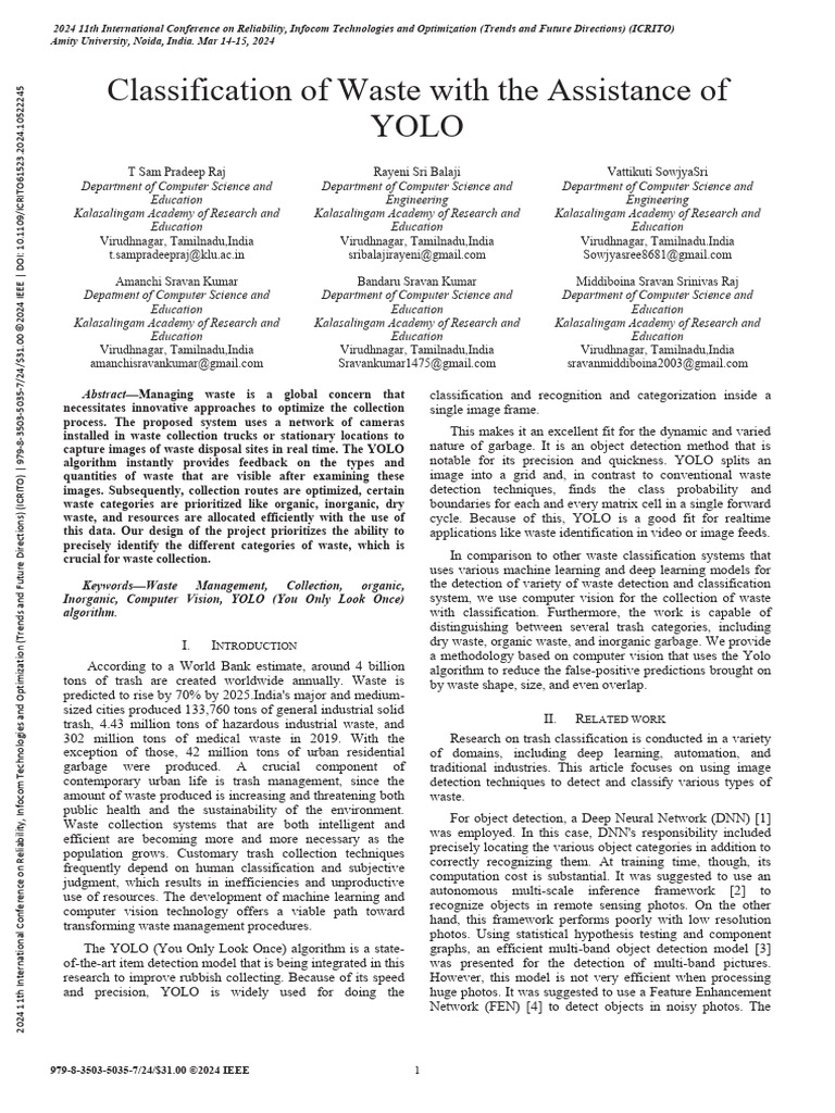YOLO-Based Waste Classification System | PDF | Accuracy And Precision ...