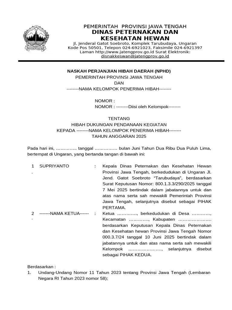 Lampiran Format Draft NPHD DLL Tahap 3 | PDF