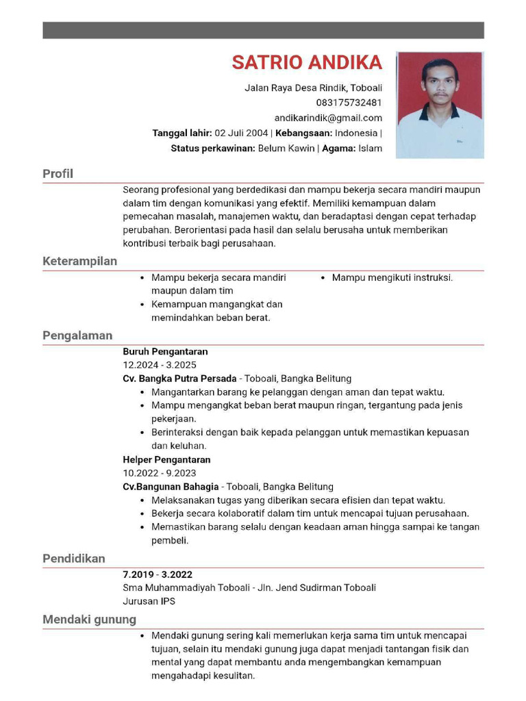Satrio Andika CV | PDF