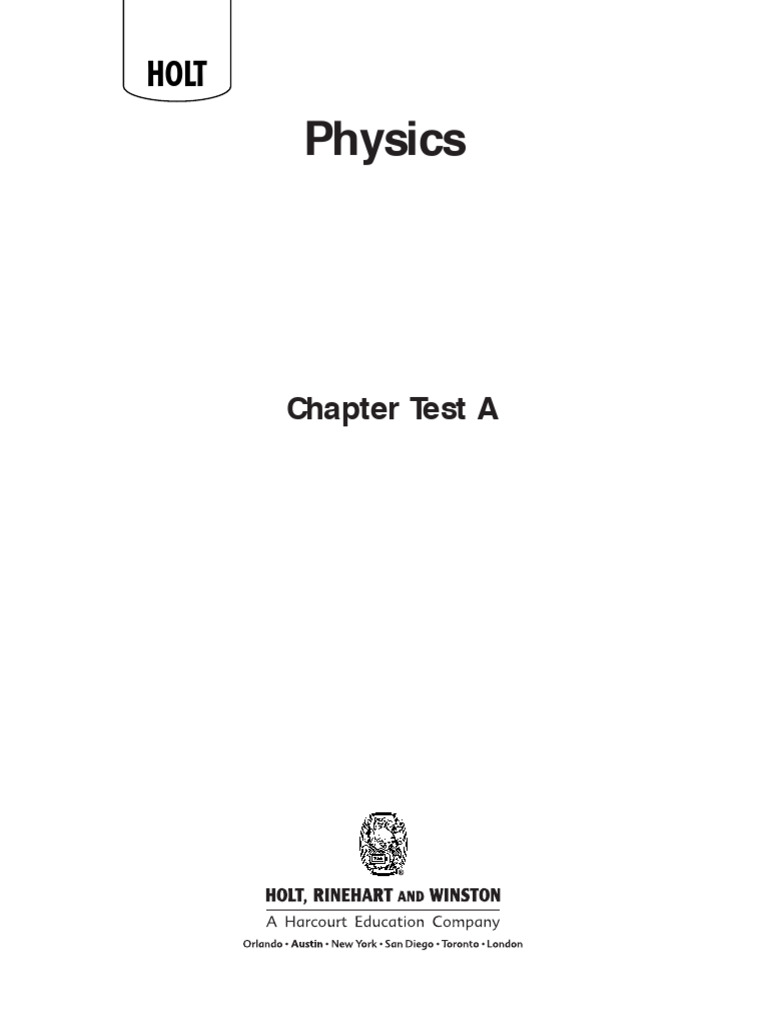 Holt Physics Chatpter Test A | PDF | Force | Potential Energy