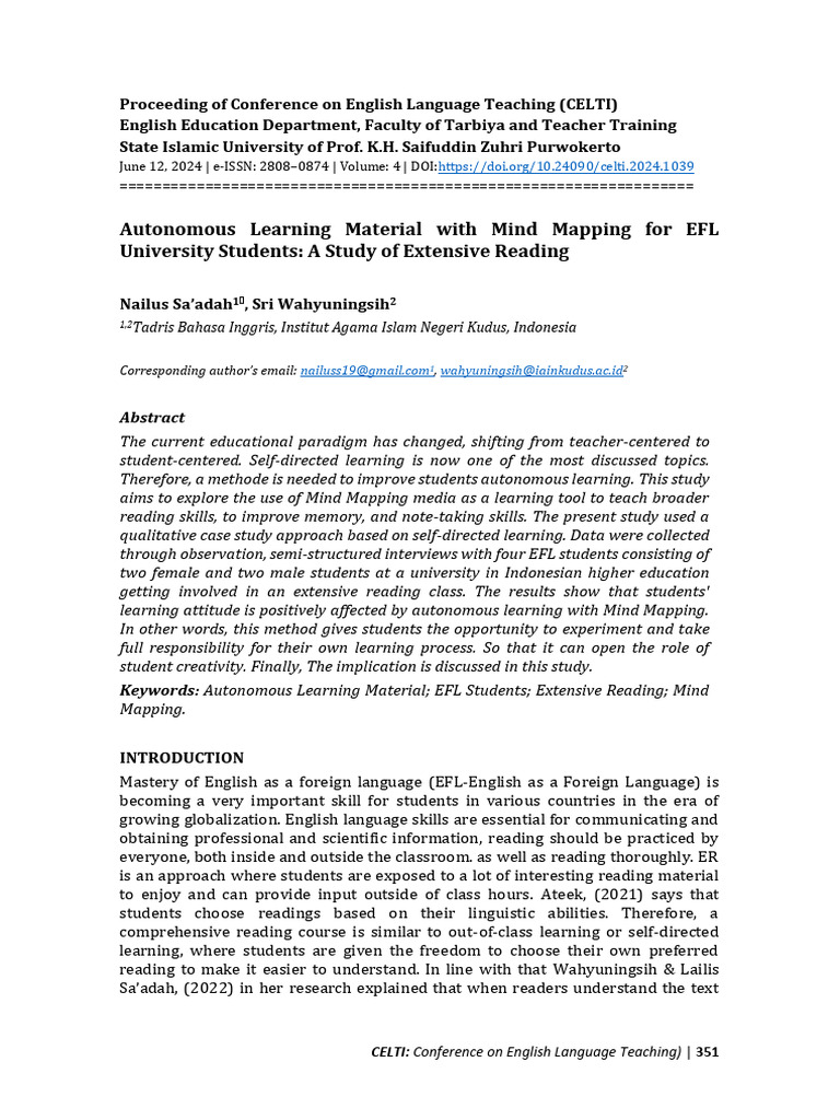 Autonomous Learning Material With Mind Mapping For EFL University ...