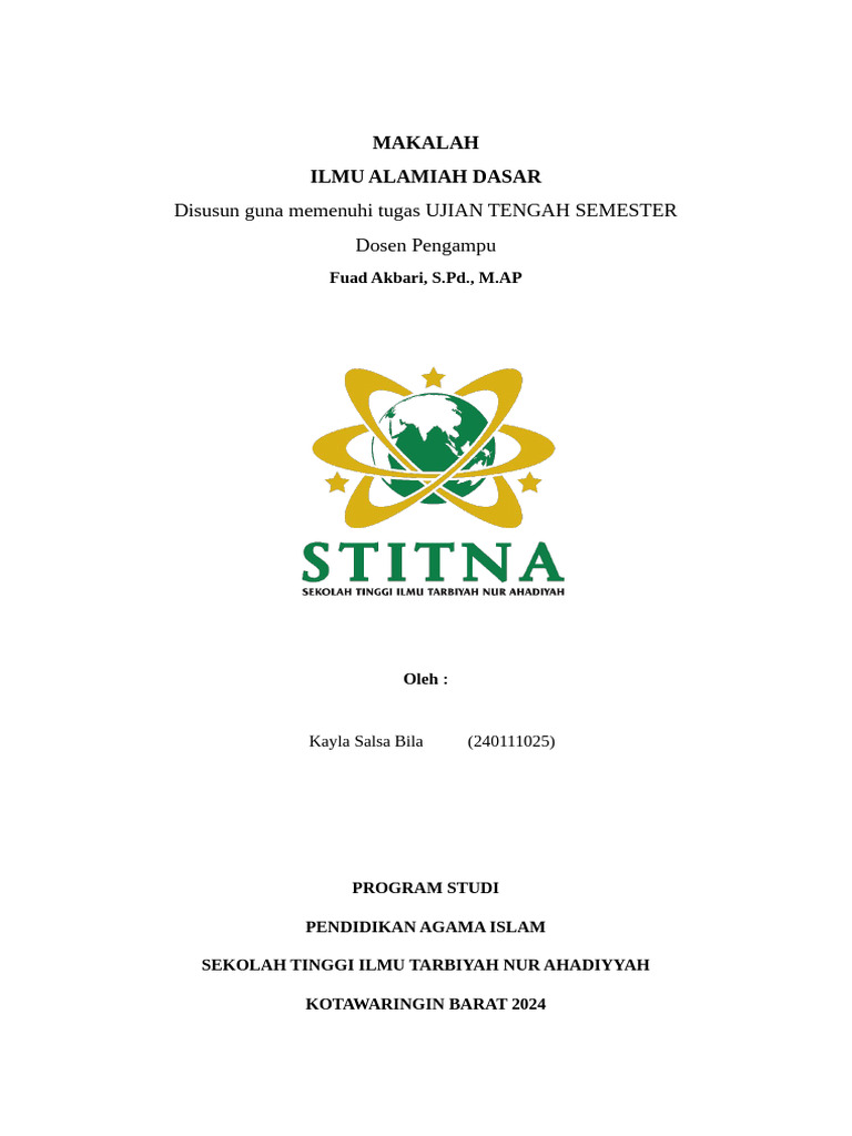 Makalah Ilmu Alamiah Dasar 2024 | PDF