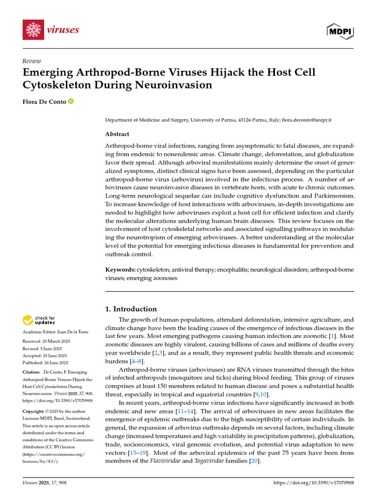 Emerging Arthropod-Borne Viruses Hijack The Host Cell Cytoskeleton ...