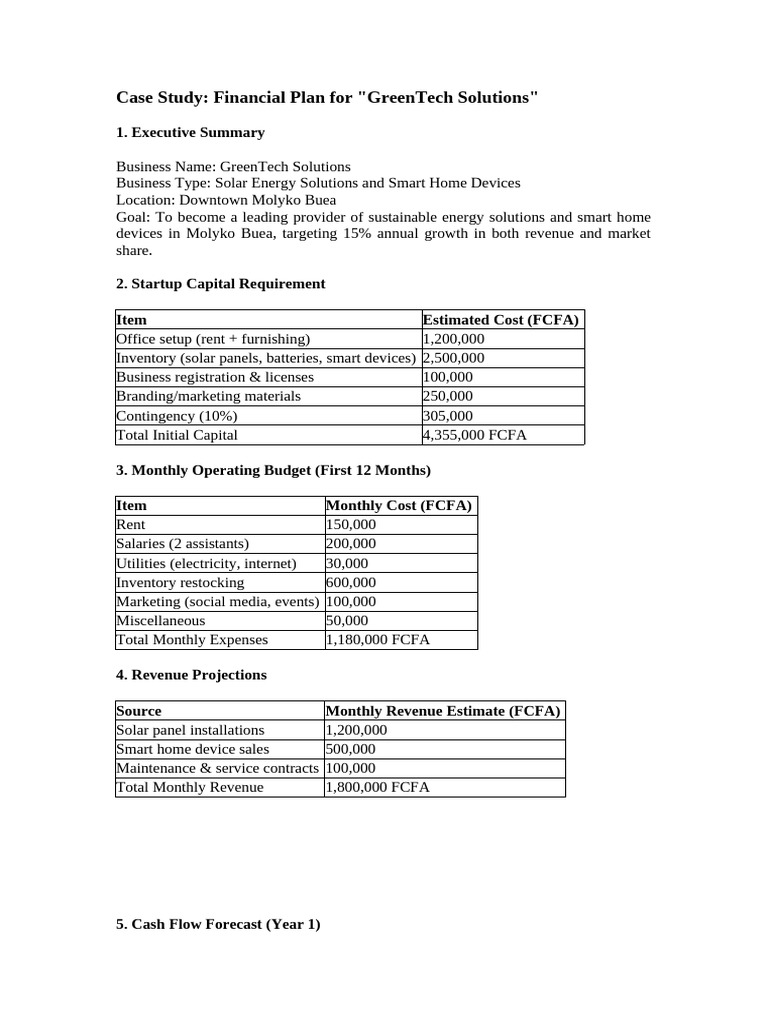 Case Study - Financial Plan | PDF | Debt | Return On Investment