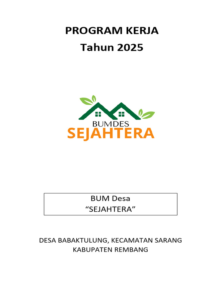 Program Kerja Bum Desa Babaktulung | PDF