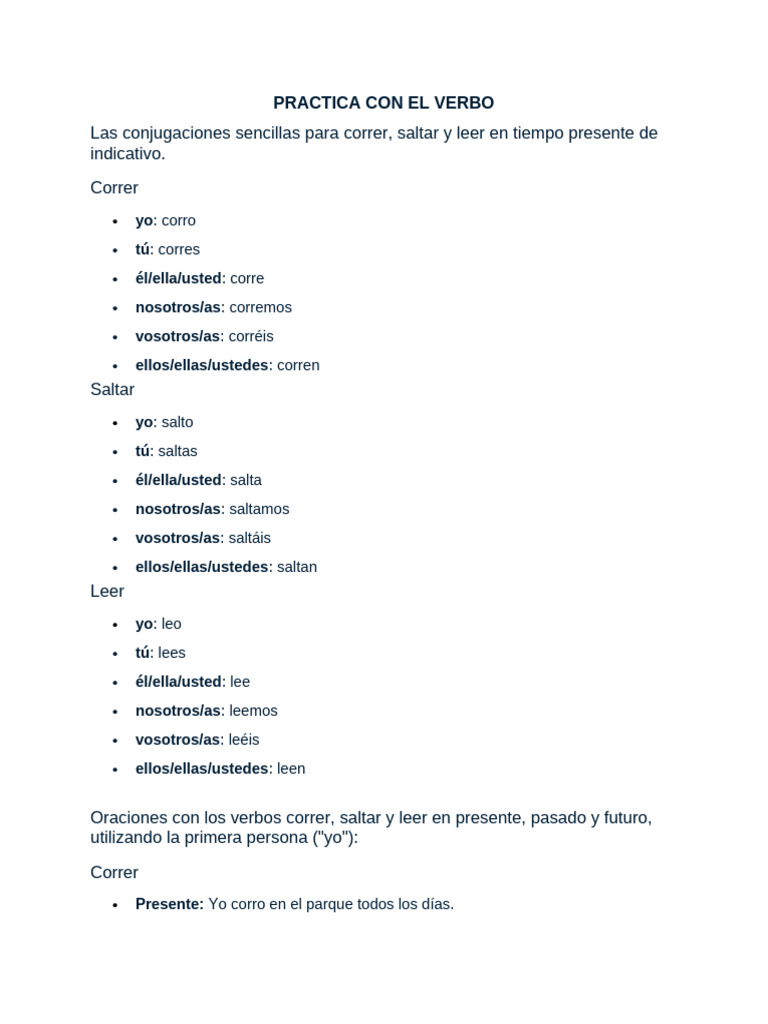 Practica Con El Verbo | PDF