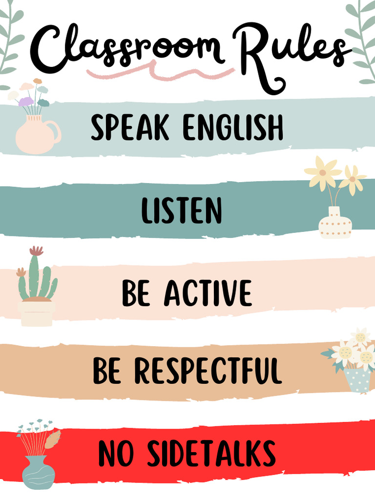 Classroom Rules Pastel Floral | PDF