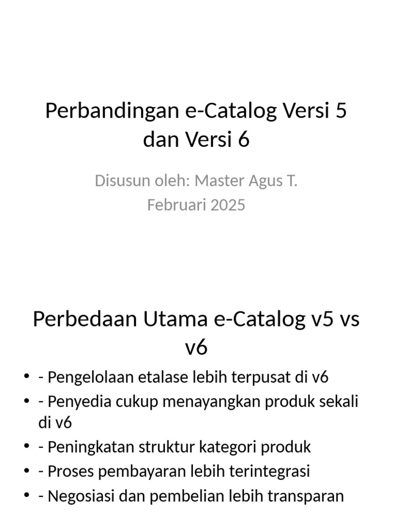 Perbandingan ECatalog v5 Vs v6 | PDF