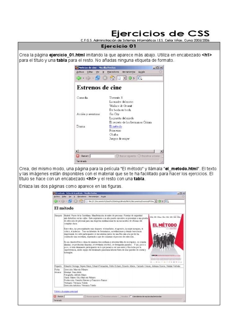 CSS Ejercicios | HTML | Hojas de estilo en cascada