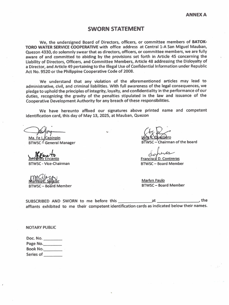 SWORN Statement | PDF