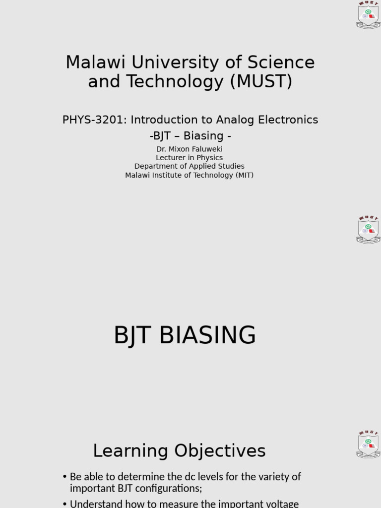 PHYS-3201 Lecture 5 BJT Biasing Circuits | PDF