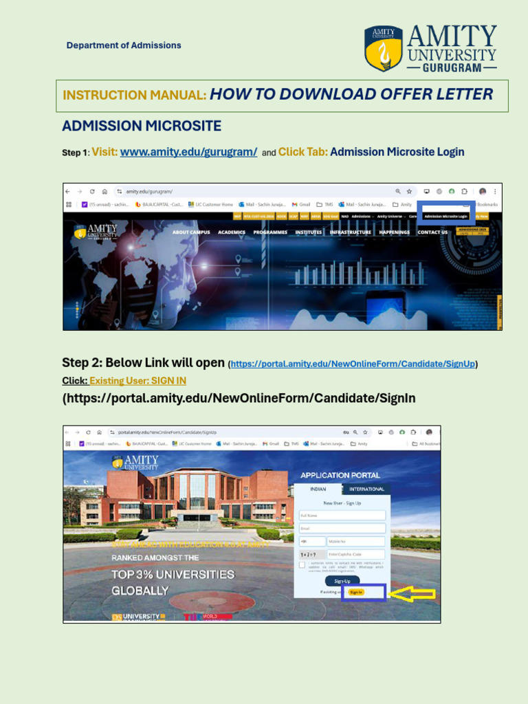 Amity University Admission Microsite Guide | PDF