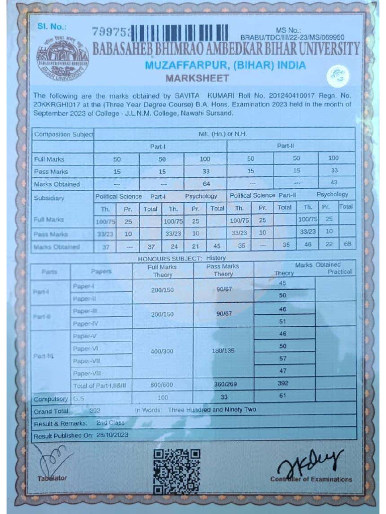 Mark Sheet | PDF