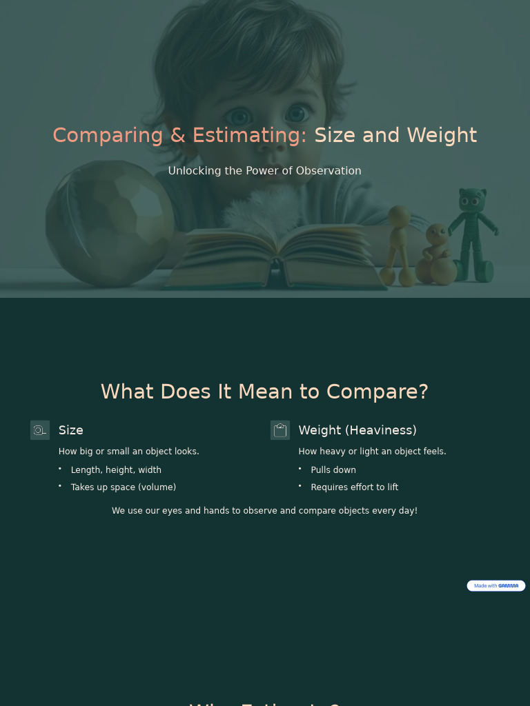 Comparing and Estimating Size and Weight | PDF | Weight | Pound (Mass)