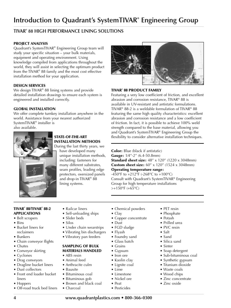 TIVAR® 88 Lining Solutions Overview | PDF | Materials | Secondary ...