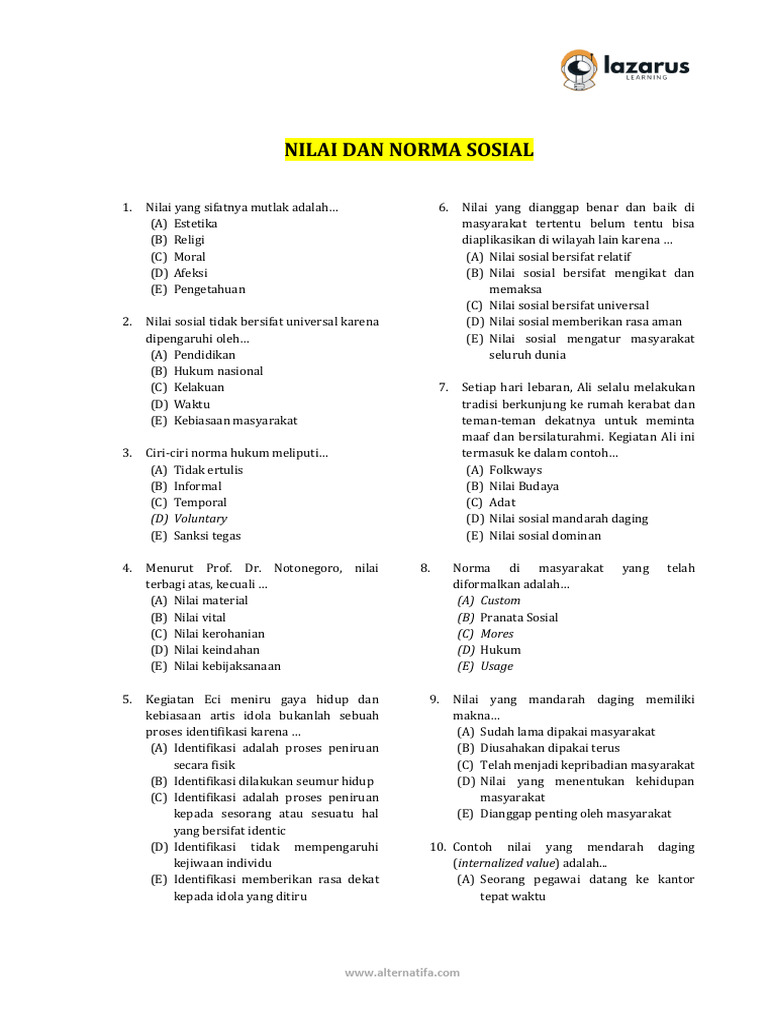 BAB 3. Nilai Dan Norma Sosial | PDF