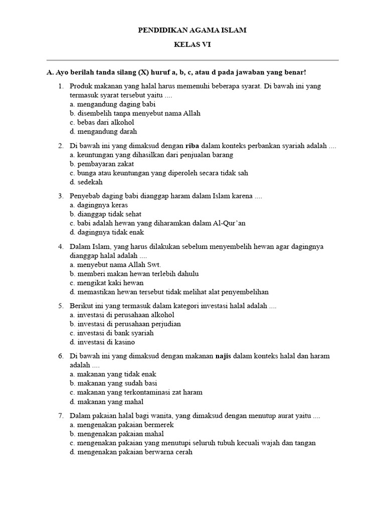 PAI Kelas VI (1 September 2025) | PDF