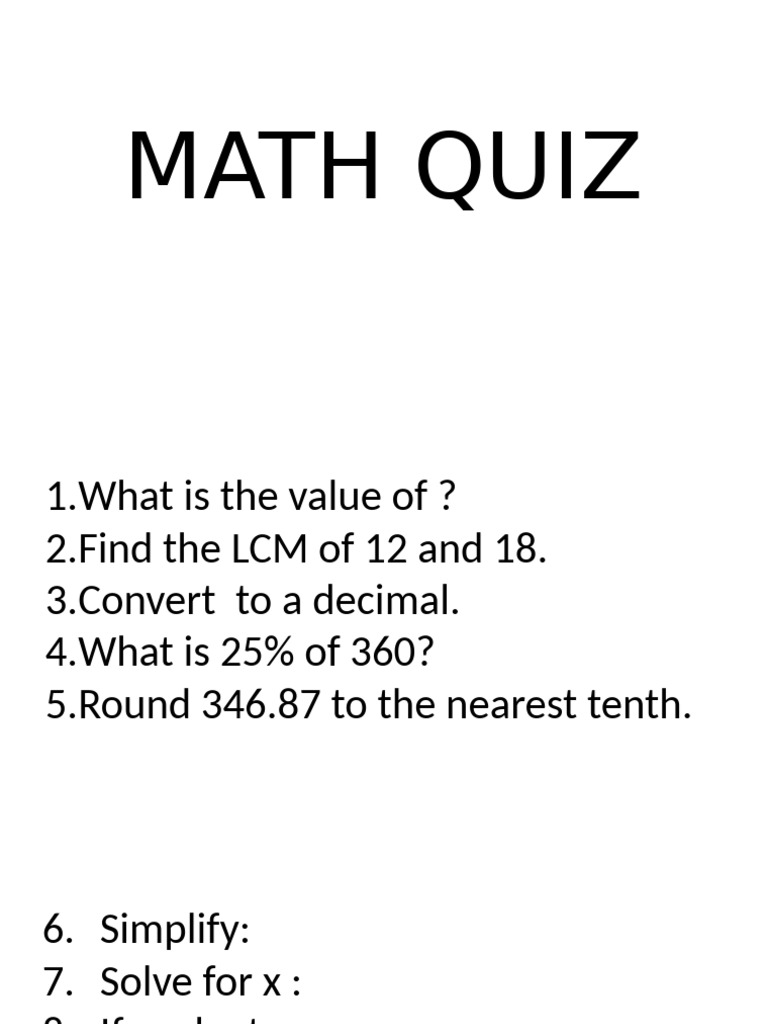 Math Quiz Math 7 2025 | PDF