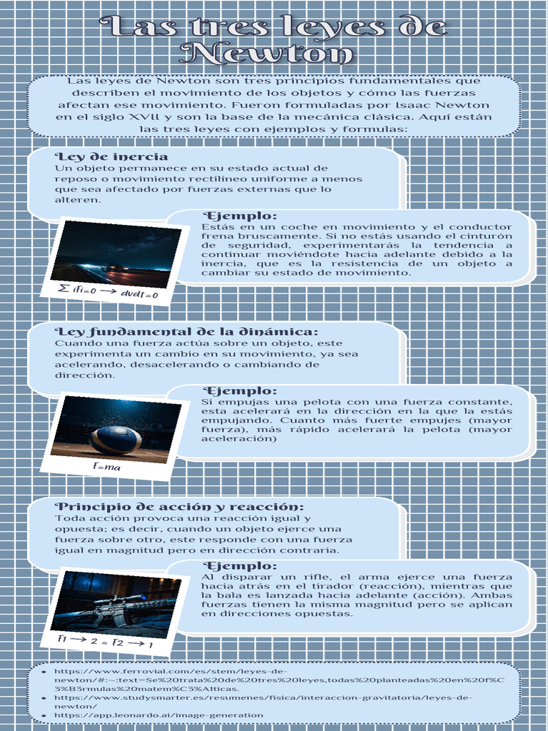 Las Leyes de Newton - Infografia Con Ejemplos | PDF