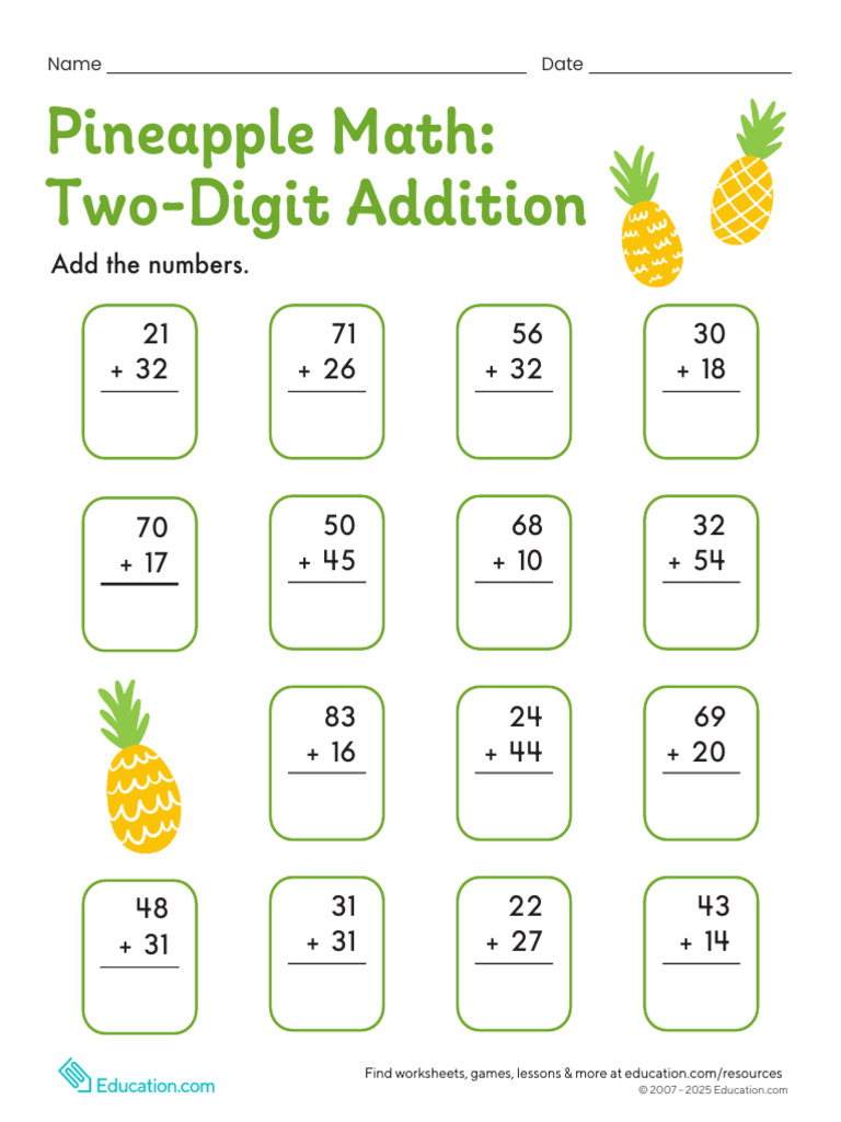 Two-Digit Addition Worksheets | PDF