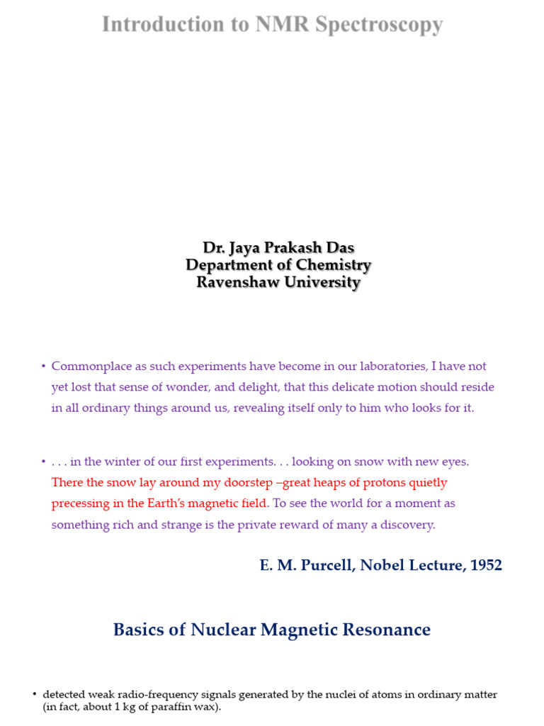 Introduction to NMR Spectroscopy Basics | PDF | Spin (Physics ...