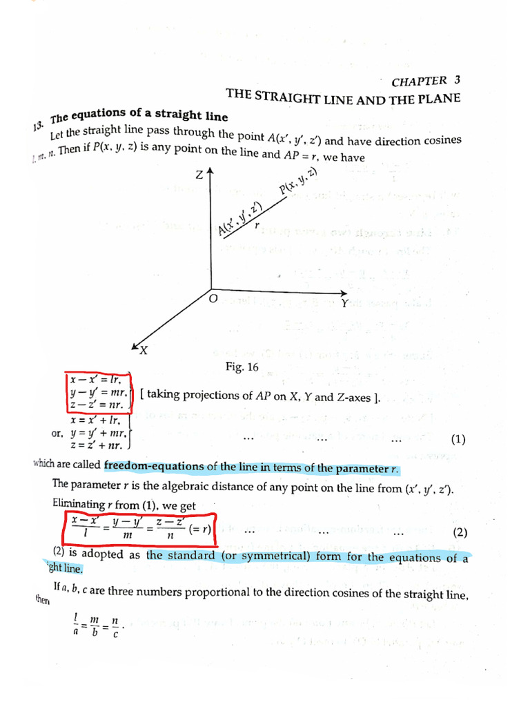 Straight Line & Plane | PDF