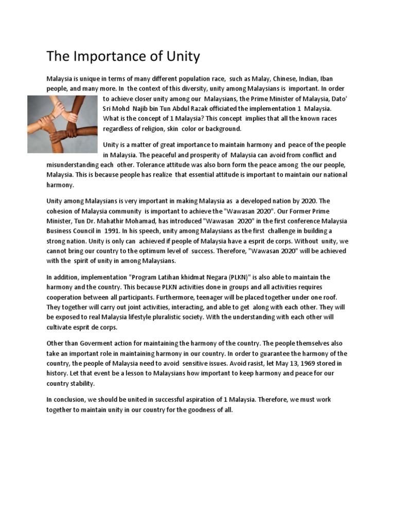 The Importance of Unity | PDF | Malaysia | Humility