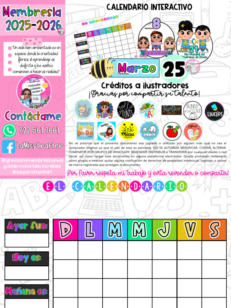CALENDARIO INTERACTIVO Mensual Anual .LaMissCrafter | PDF