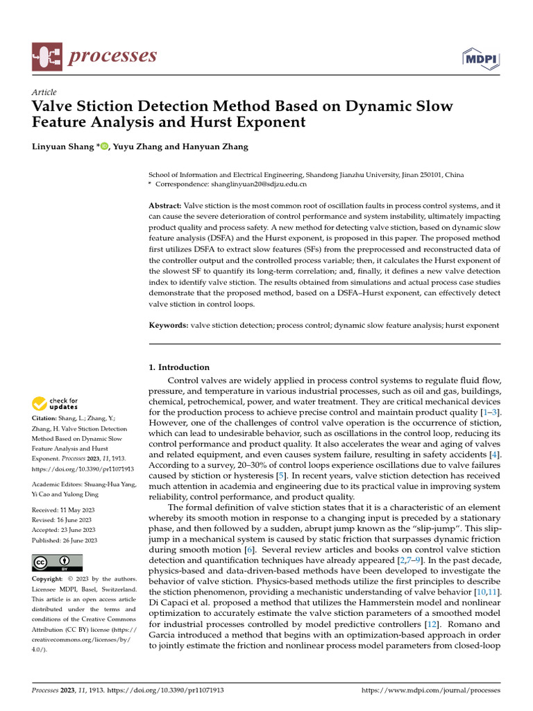 Valve Stiction Detection Method Based On Dynamic Slow | PDF | Machine ...