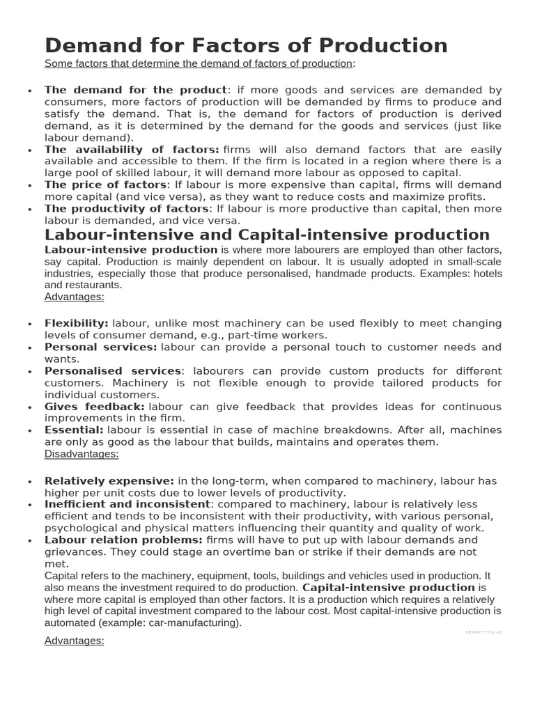 Factors Influencing Production Demand | PDF | Labour Economics ...