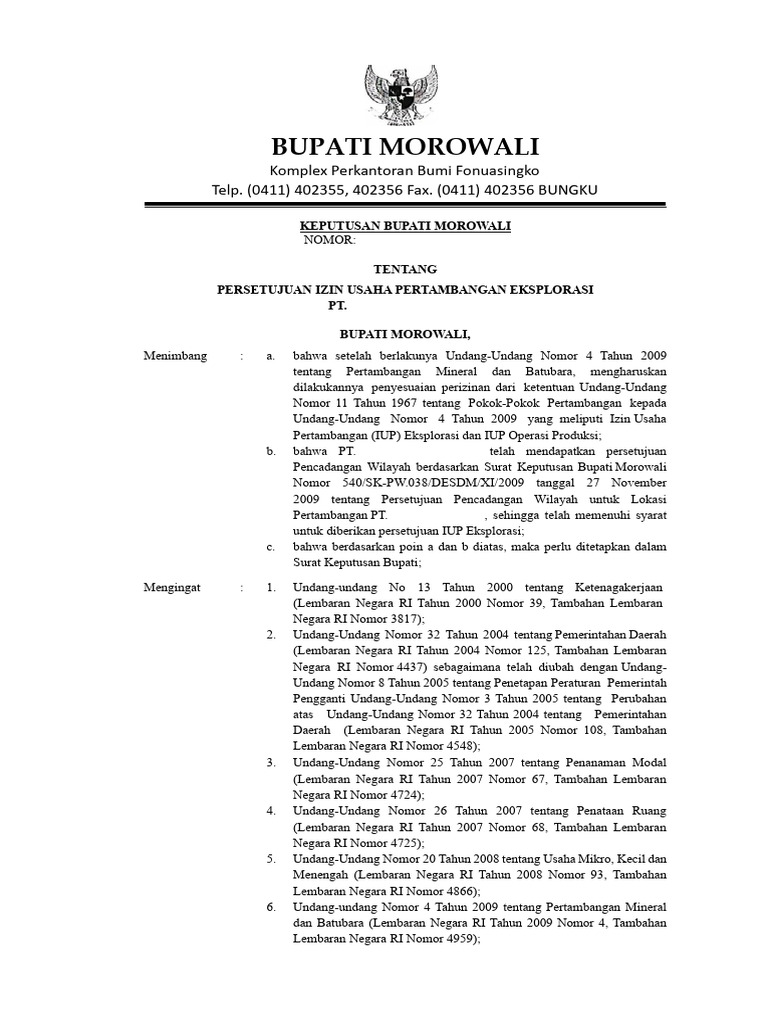 Izin Usaha Pertambangan PT Jeris Fani | PDF