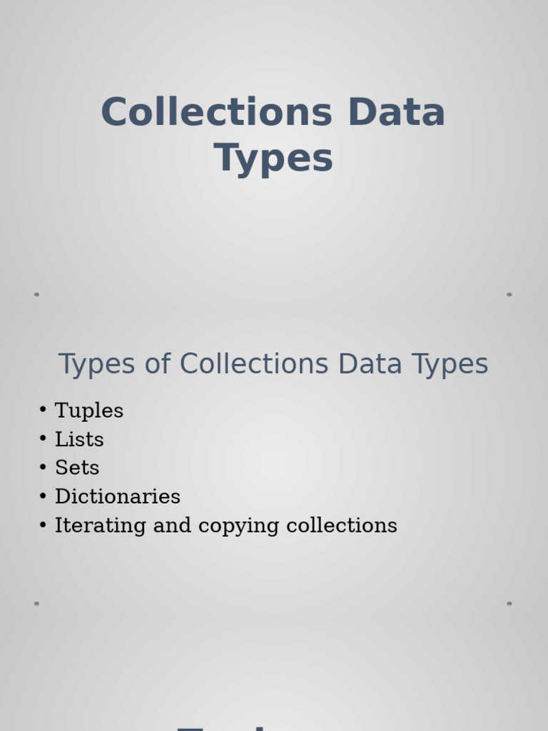 1.collections Data Types | PDF | Data Type | Computing