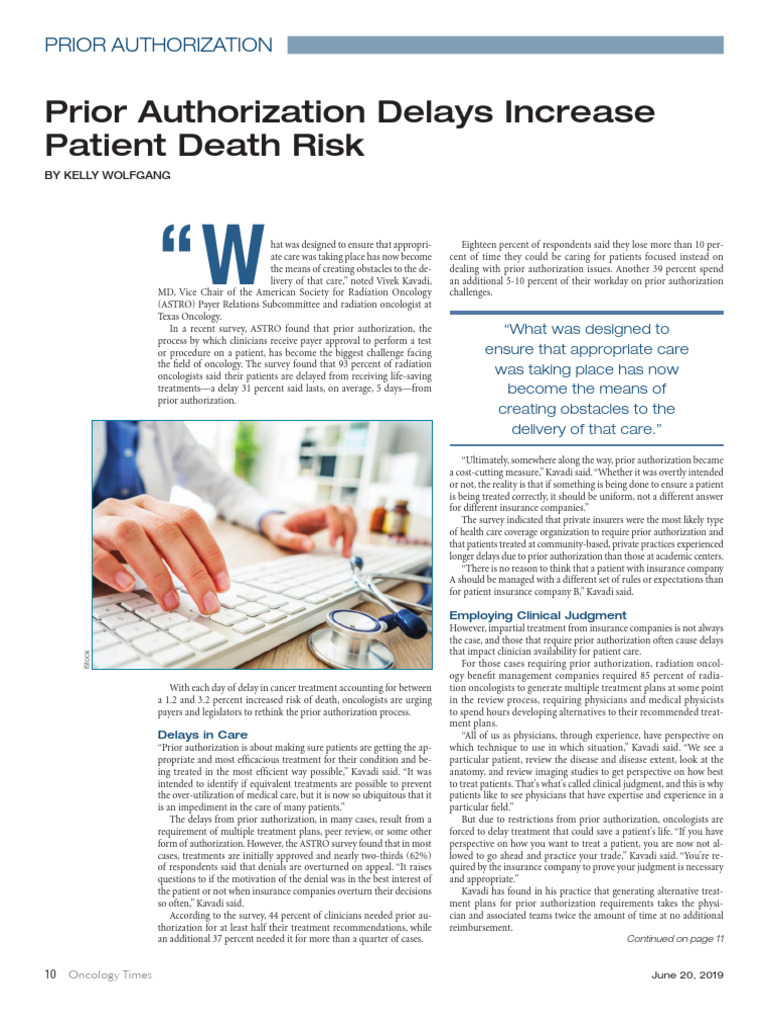 Prior Authorization Delays Increase Patient Death.4 | PDF | Oncology ...