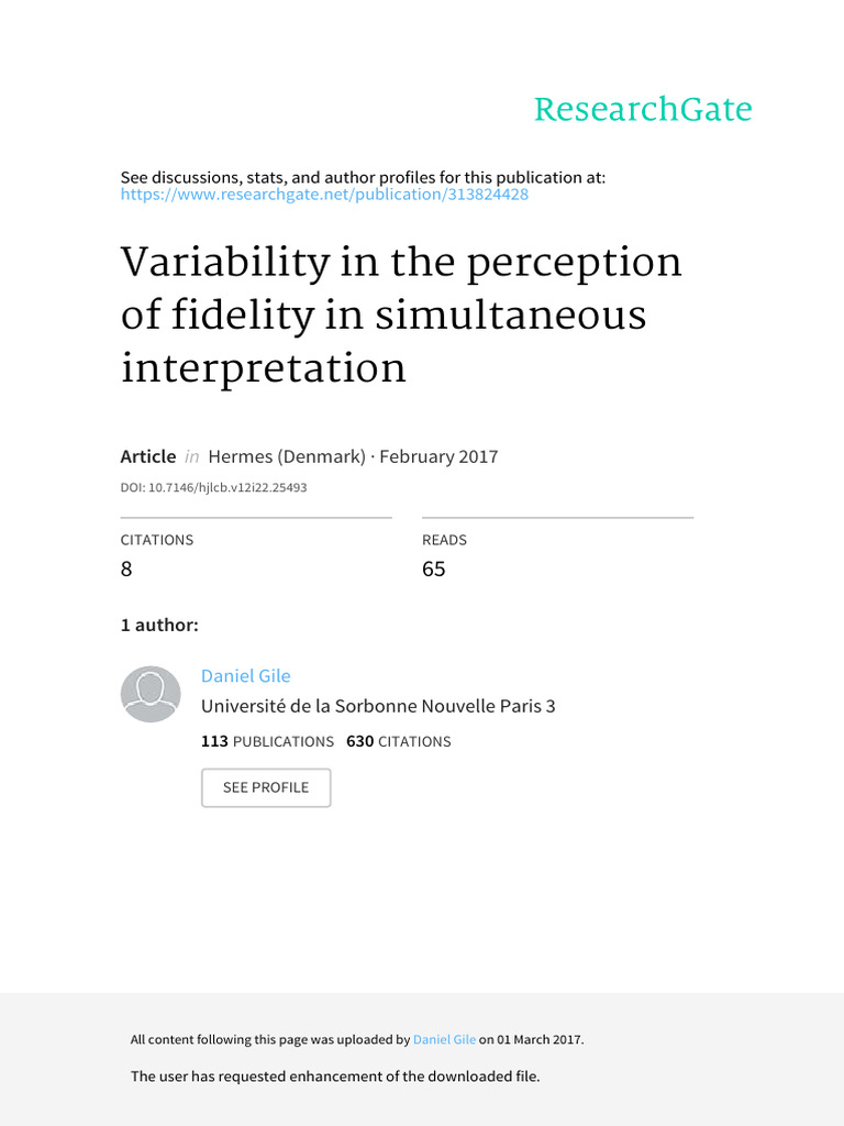 Variability in The Perception of Fidelity in Simultaneous ...